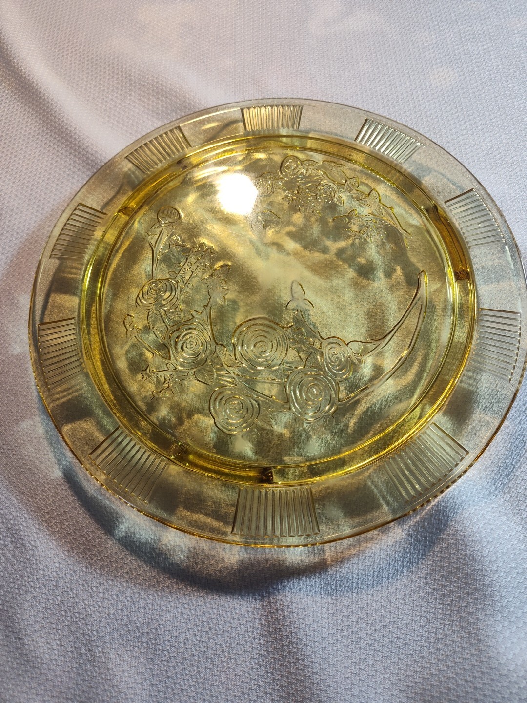 Federal SHARON/CABBAGE ROSE AMBER 11 1/2" FOOTED CAKE PLATE | eBay