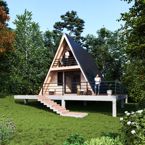 Modern A-Frame Cabin House Plan With AutoCAD File Nepal | Ubuy