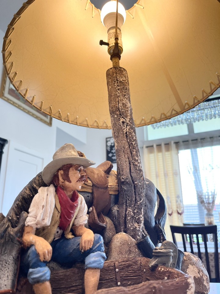 Large Vintage APSIT BROS of California Western Cowboy Lamp RARE! | eBay