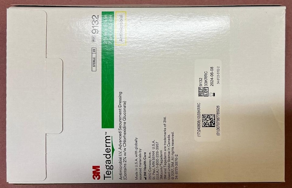 (25) 3M Tegaderm 9132 Antimicrobial I.V. Advanced Securement Dressing ...