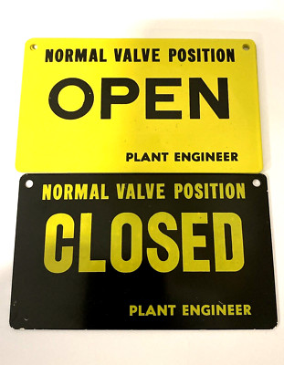 Vintage Open & Closed Valve Metal Signs Pair (N2) | eBay