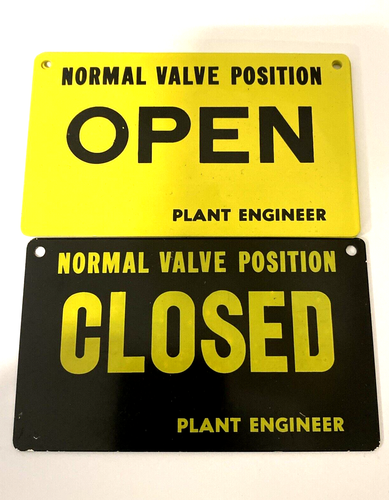 Vintage Open & Closed Valve Metal Signs Pair (N2) | eBay