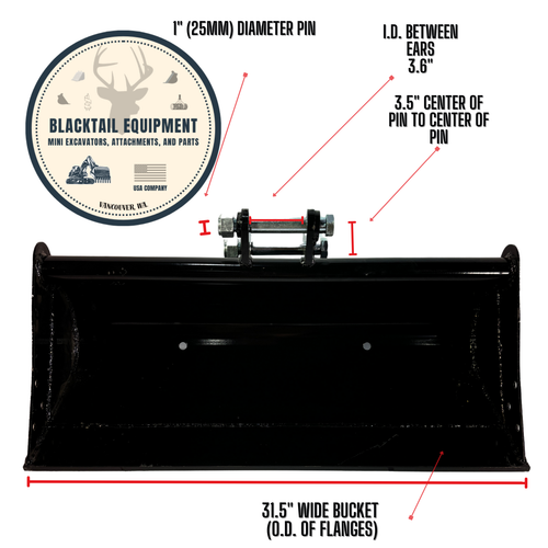 31.5" Muck or Grading bucket for MINI EXCAVATORS - FREE SHIPPING - USA ...