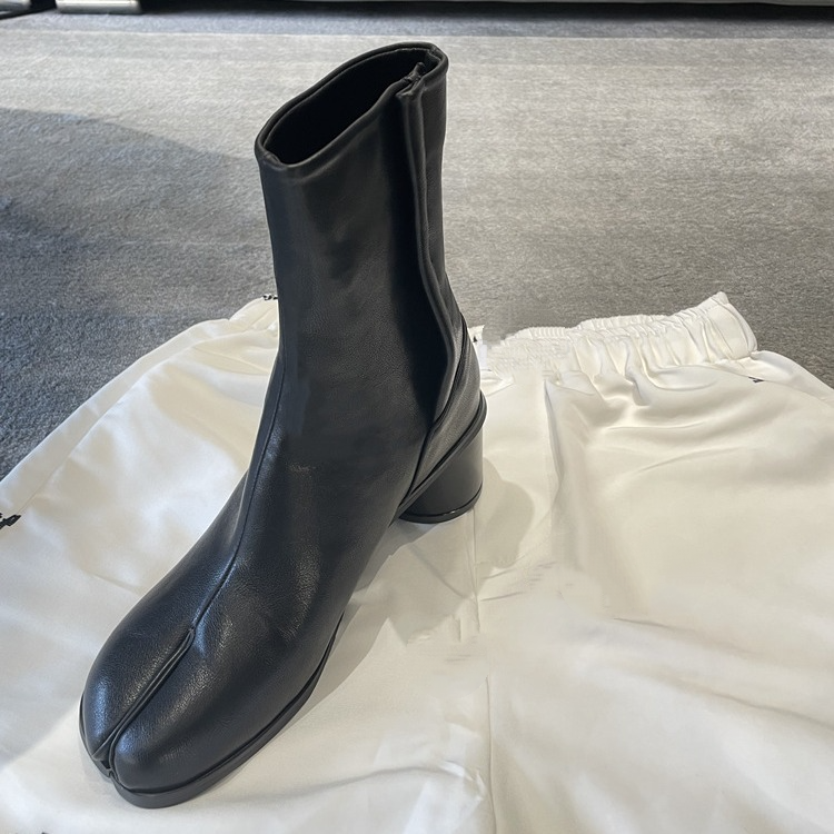 Womens Tabi Split Toe Ankle Boots Leather Fall Winter Block Heels Shoes ...