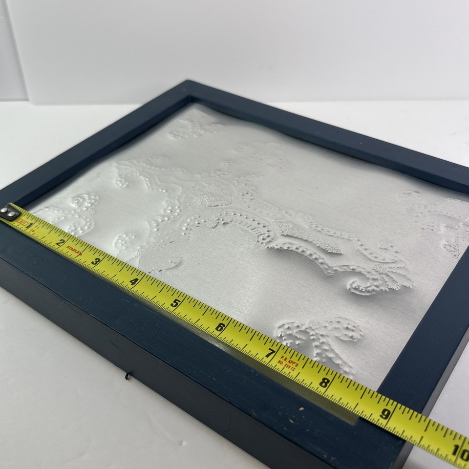 Rustic Punch Tin Cross Embossed Blue Frame Picture Wall Art 8" x 9.5 ...