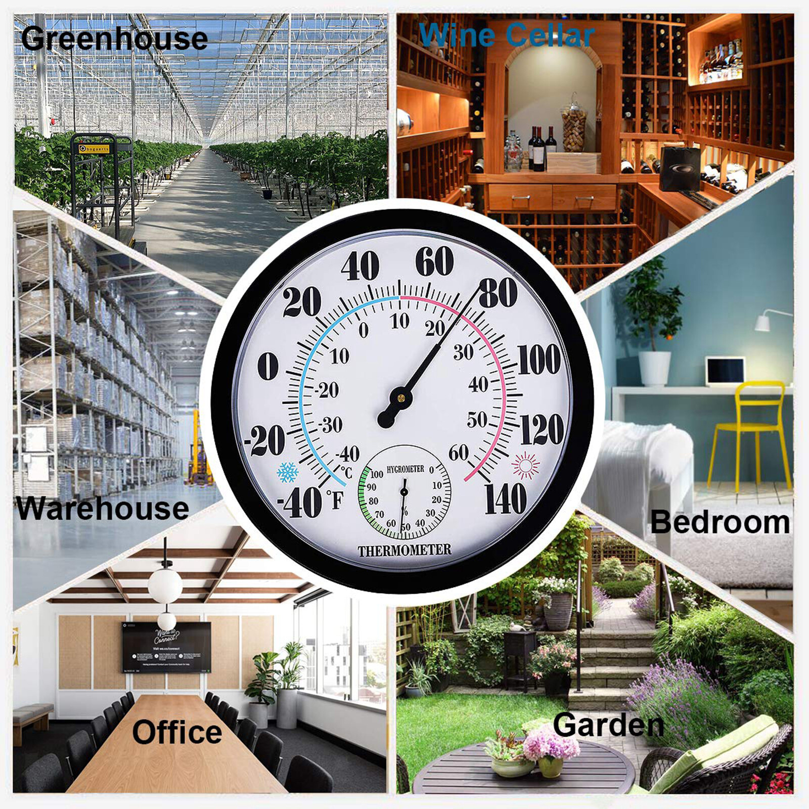 Round Large Wall Hygrometer Outdoor Home Humidity Accuracy | eBay