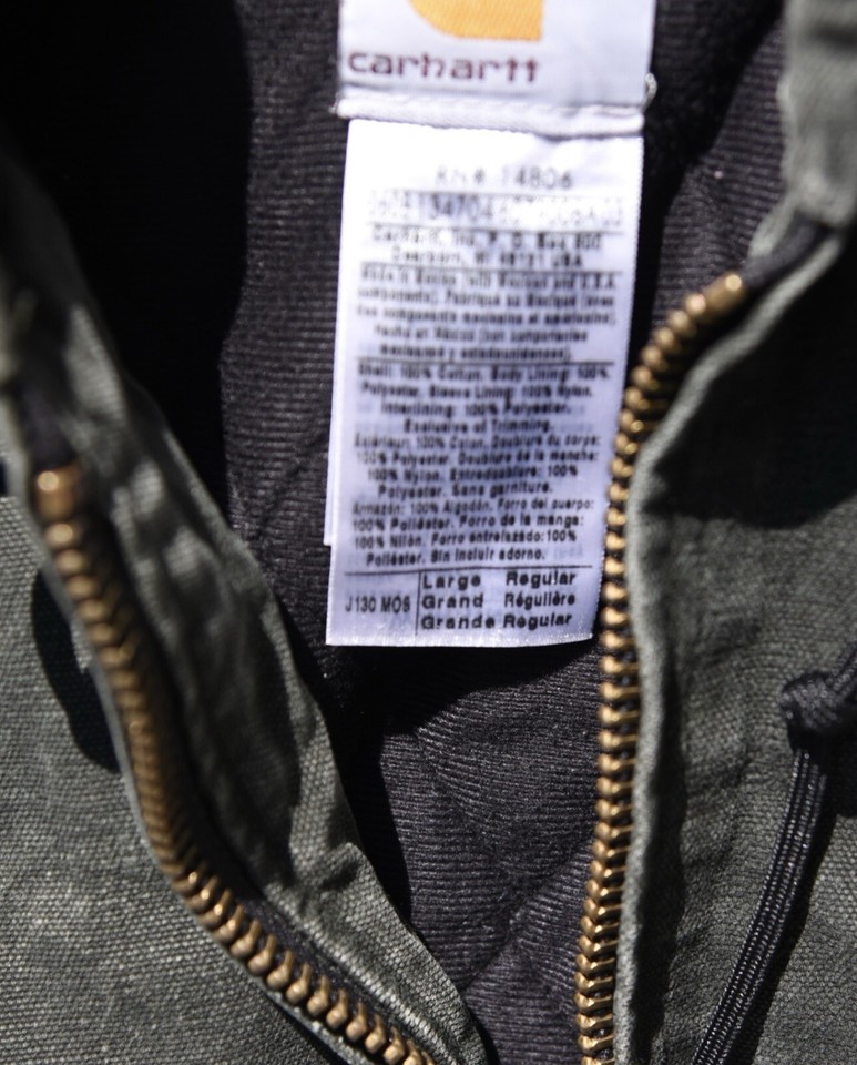 Carhartt Jacket J130 MOS Moss Green Hooded Workwear Men’s Size L | eBay