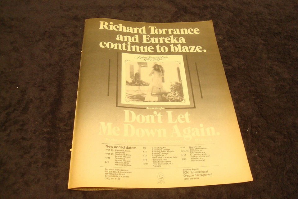 NEIL DIAMOND 1975 ad for hit "The Last Picasso" & RICHARD TORRANCE AND ...
