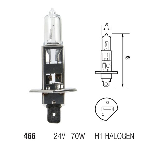 H1 466 24v 70w P14.5S Halogen Fog Headlight Headlamp Truck Lorry Bulb ...