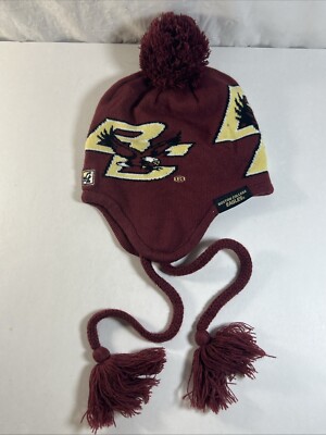 The Game BOSTON COLLEGE BC EAGLES Knit Ear Flap Pom Winter Hat Cap | eBay