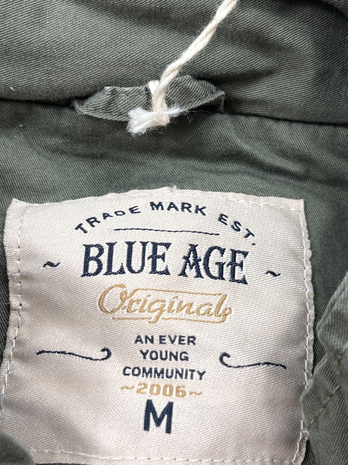 Hooded Jacket Womens Medium Olive Green Blue Age Cotton Coat Army Style ...