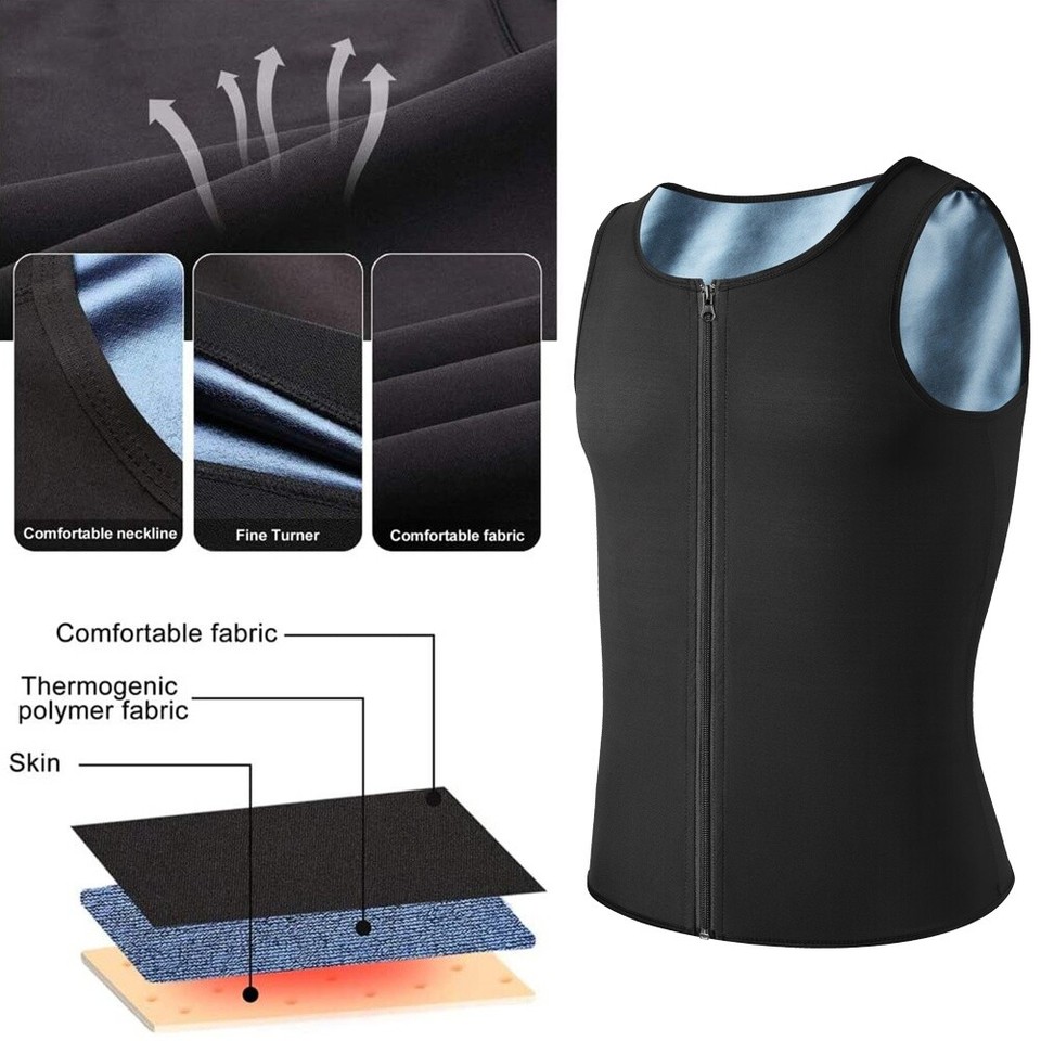 Men's Neoprene Sauna Sweat Vest Tank Top Body Shaper Waist Trainer Vest ...