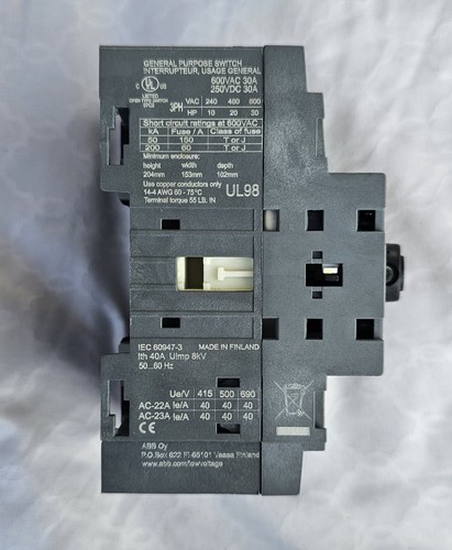 ABB OT30F3 Disconnect / Service Switch 3P Used | eBay