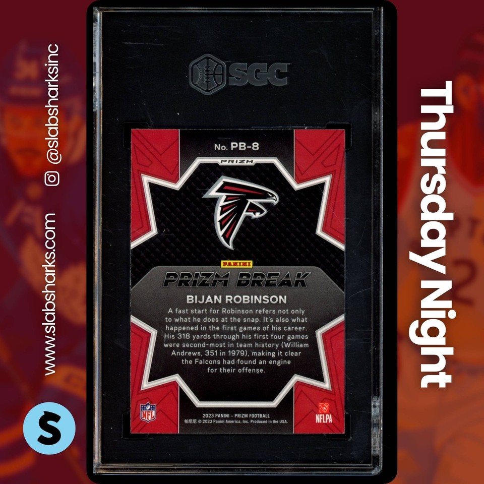 2023 PANINI PRIZM #PB-8 BIJAN ROBINSON GREEN PRIZM BREAK RC ROOKIE SGC ...