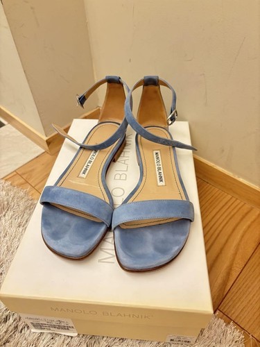Manolo Blahnik Mules Sandals Frat Suede Light Blue EU35/US5 87945c | eBay