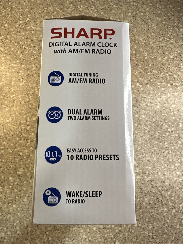 Sharp AM/FM Dual Alarm Clock Radio Black Compact Clock NIB | eBay