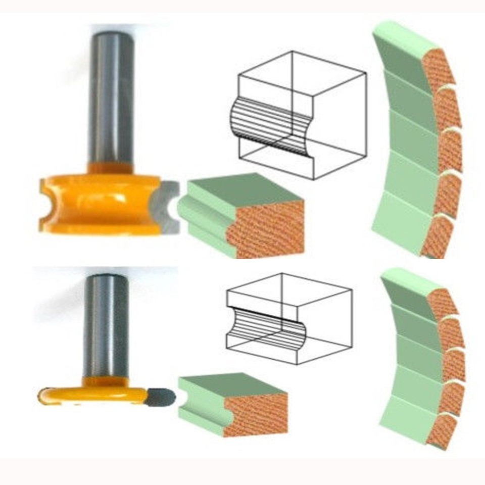 2 pc 1/2" SH 1/4" Dia. Canoe Flute and Bead Router Bit | eBay