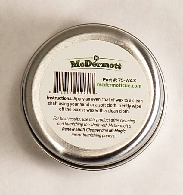 1 Tin of McDermott Silky Smooth Shaft Wax For Pool & Billiard Cue Shaft ...