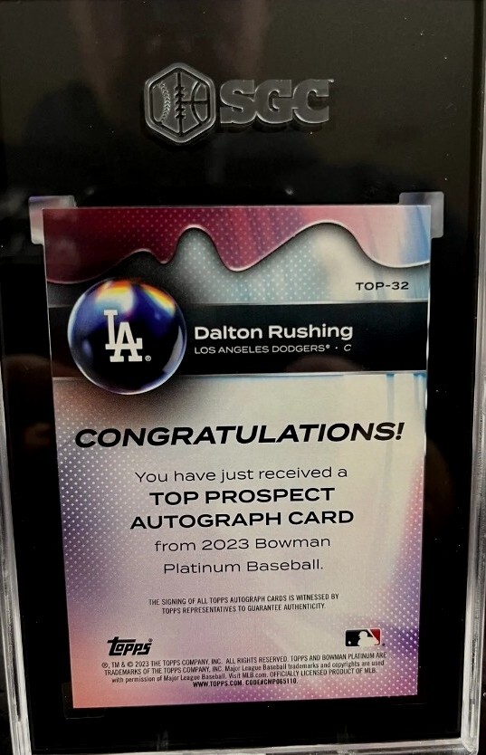 2023 Bowman Platinum Dalton Rushing Auto SGC 9.5 Dodgers | eBay
