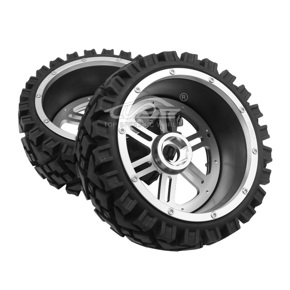 FLMLF Metal Front Hexagonal Rim Wheel Tires Kit For 1/5 HPI Baja 5B RC ...