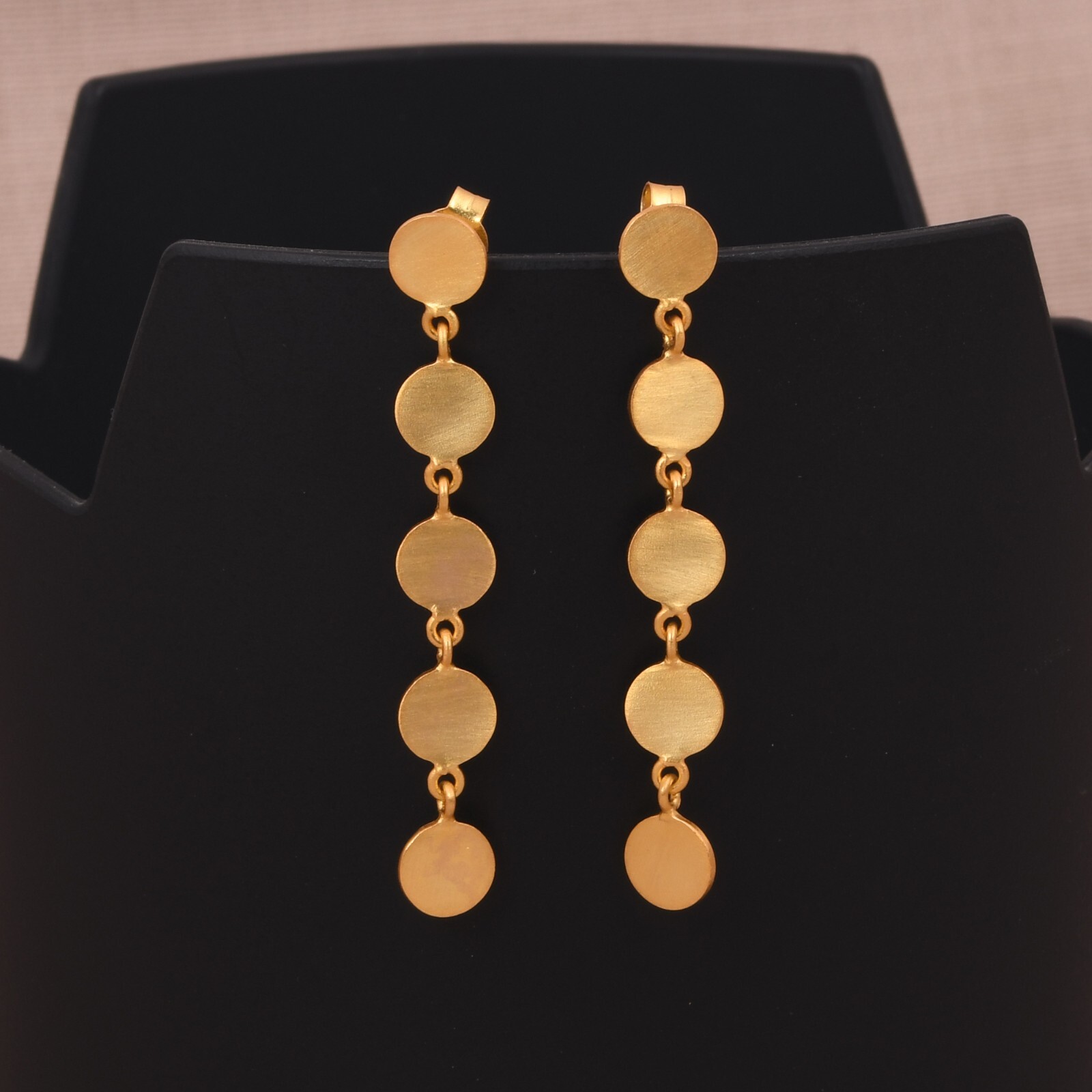 Gold Coin Dangle Earrings Multi Connected Round Shape Dangle Women ...