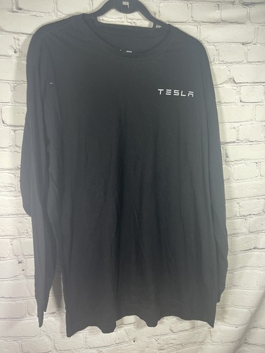 Tesla T-Shirt Men's Size Large L Black Long Sleeve Cotton Top Logo ...