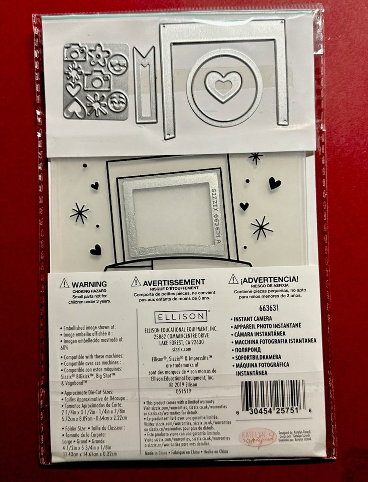 Sizzix Impresslits A2 Instant Camera 663631 Cut & Emboss Photograph ...