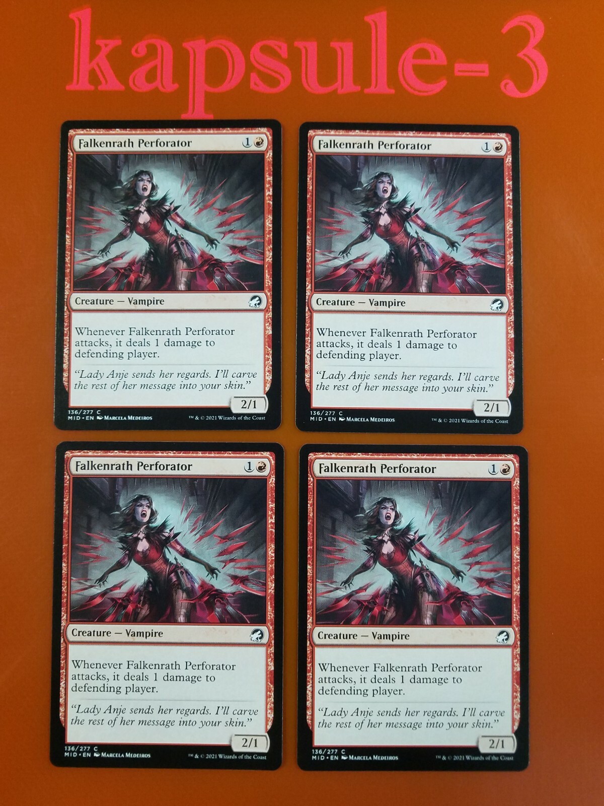 4x Falkenrath Perforator | Innistrad Midnight Hunt | MTG Magic Cards | eBay