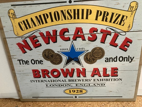 NEWCASTLE Brown Ale Wooden Beer Sign 16"x 19' | eBay