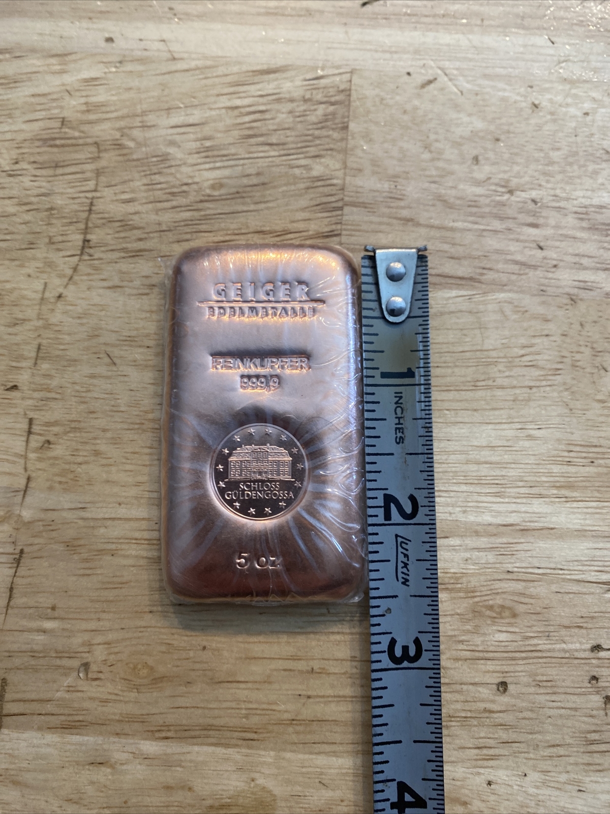 Geiger Edelmetalle Copper Bar 999.9 Pure 5 Ounce INVESTMENT PAPERWEIGHT ...