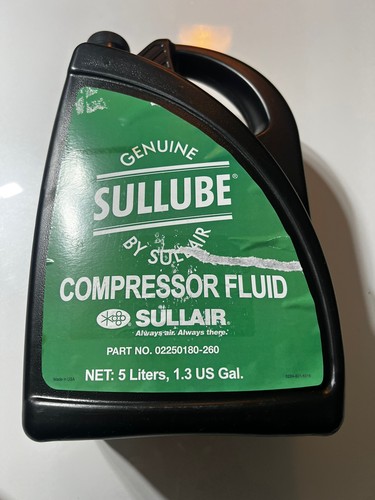 Genuine Sullube By Sullair Compressor Fluid 5 liter / 1.3 gallon jug ...