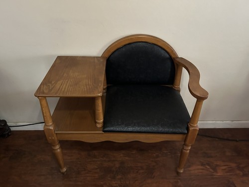 Antique Telephone Table/Chair. Gossip bench vintage reupholstered nice ...