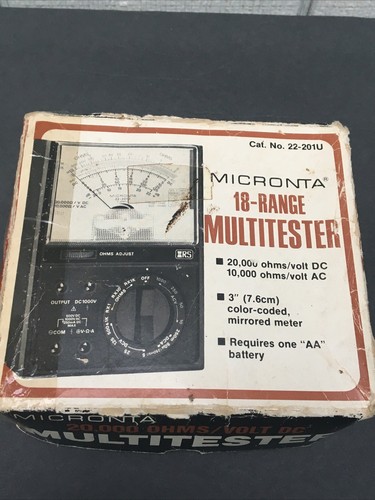 Vintage Micronta 18-Range Multitester Cat No.22-201U w/Manual, Cables ...