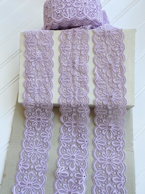 Stretch Lavender Floral Lace Trim for Sewing/Crafts/Bridal/2.25" Wide ...