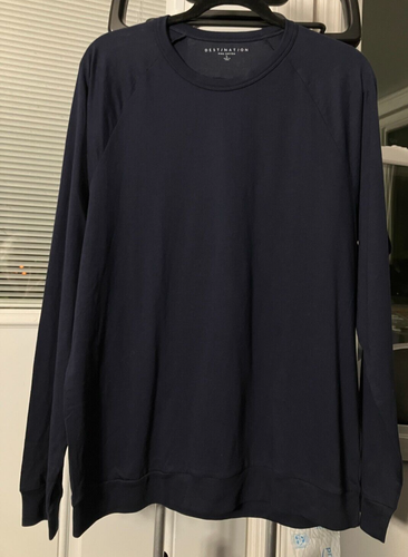 L LARGE J. CREW DESTINATION NAVY BLUE PIMA COTTON LONG SLEEVE TOP #C01 ...