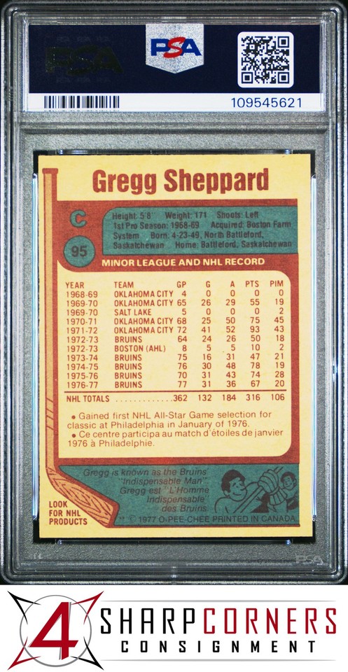 1977 O-PEE-CHEE #95 GREGG SHEPPARD BRUINS PSA 8 | eBay