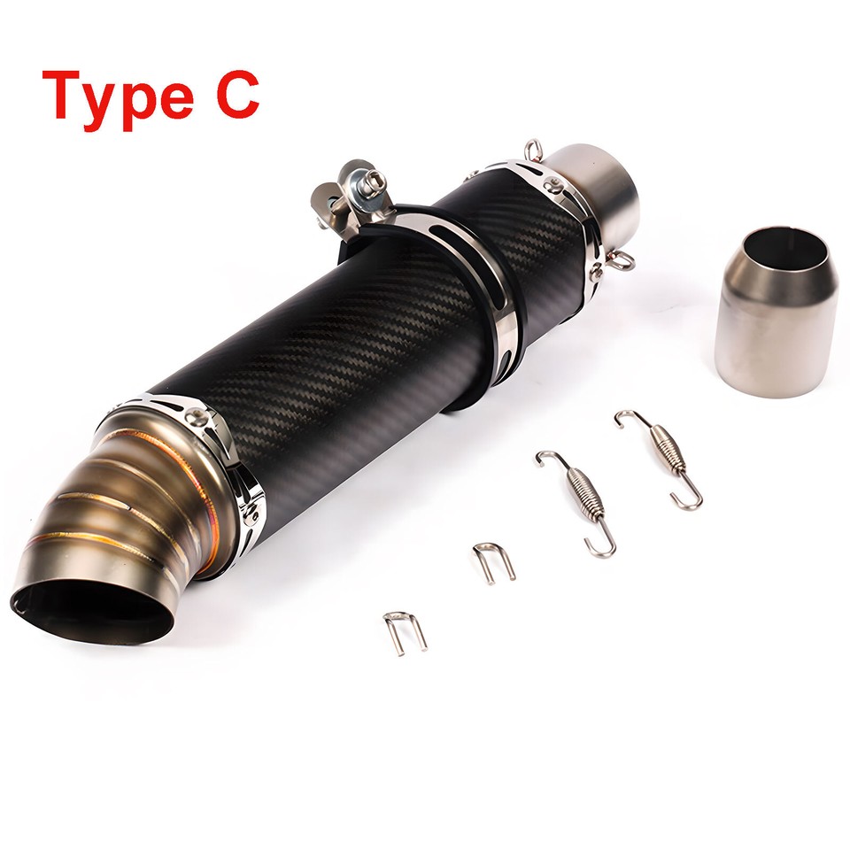 Universal Motorcycle 2'' Carbon Fiber Exhaust Muffler Tail Pipe for ...