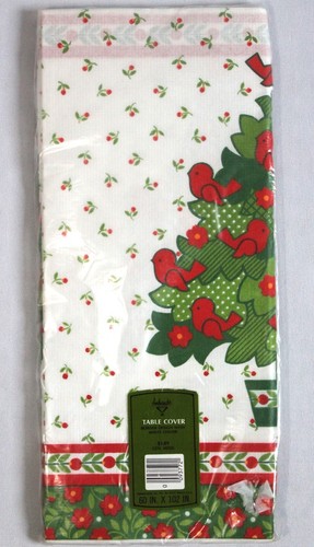 Vintage Ambassador Paper Table Cover Christmas 60x102” Berries Birds ...