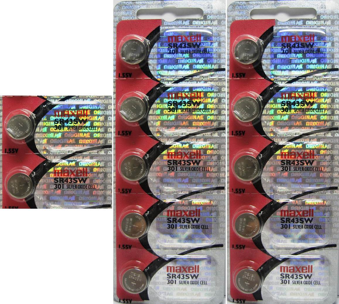 12 Maxell 301 SR43SW Silver Oxide Batteries Hologram | eBay