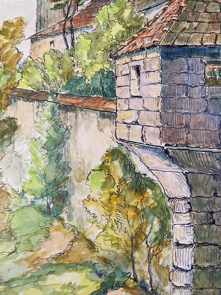 Wolfgang Zeller-Wolfeck (1900-1987) Watercolor and Ink Painting ...