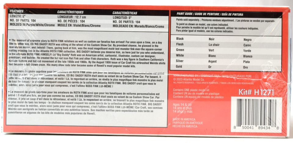 Atlantis Boss Fink Ed Big Daddy Roth 1:25 Scale Plastic Model Car Kit ...