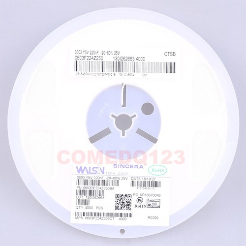 4000PCS/Reel 0603 220nF 25V Y5V +80%/-20% 0603F224Z250CT Walsin ...