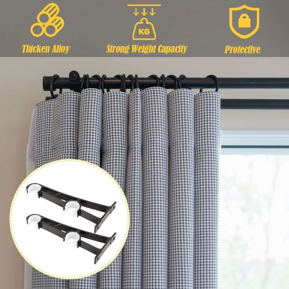 Curtain Pole Single/Double Rod Brackets Window Holder Aluminum Alloy ...