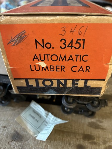 Lionel Poster Automatic Lumber Car With Logs Tray Inserts Box No. 3451 ...