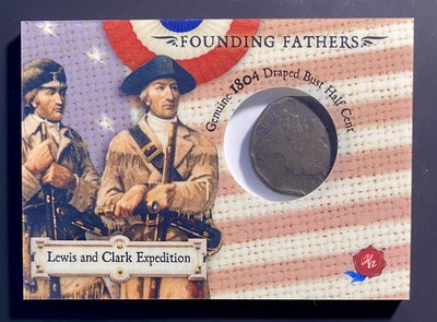 2025 HA Founding Fathers Lewis and Clark 1804 Draped Bust Half Cent 5/ ...