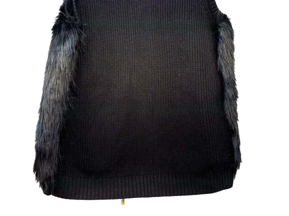 Calvin Klein Faux Fur Vest Gold Buckle Closures XS Black | eBay