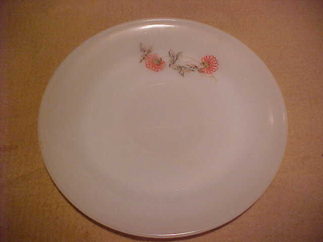 1- Fire-King Fleurette PATTERN PINK FLOWERS SAUCER FOR CUP 5 3/4" RND ...