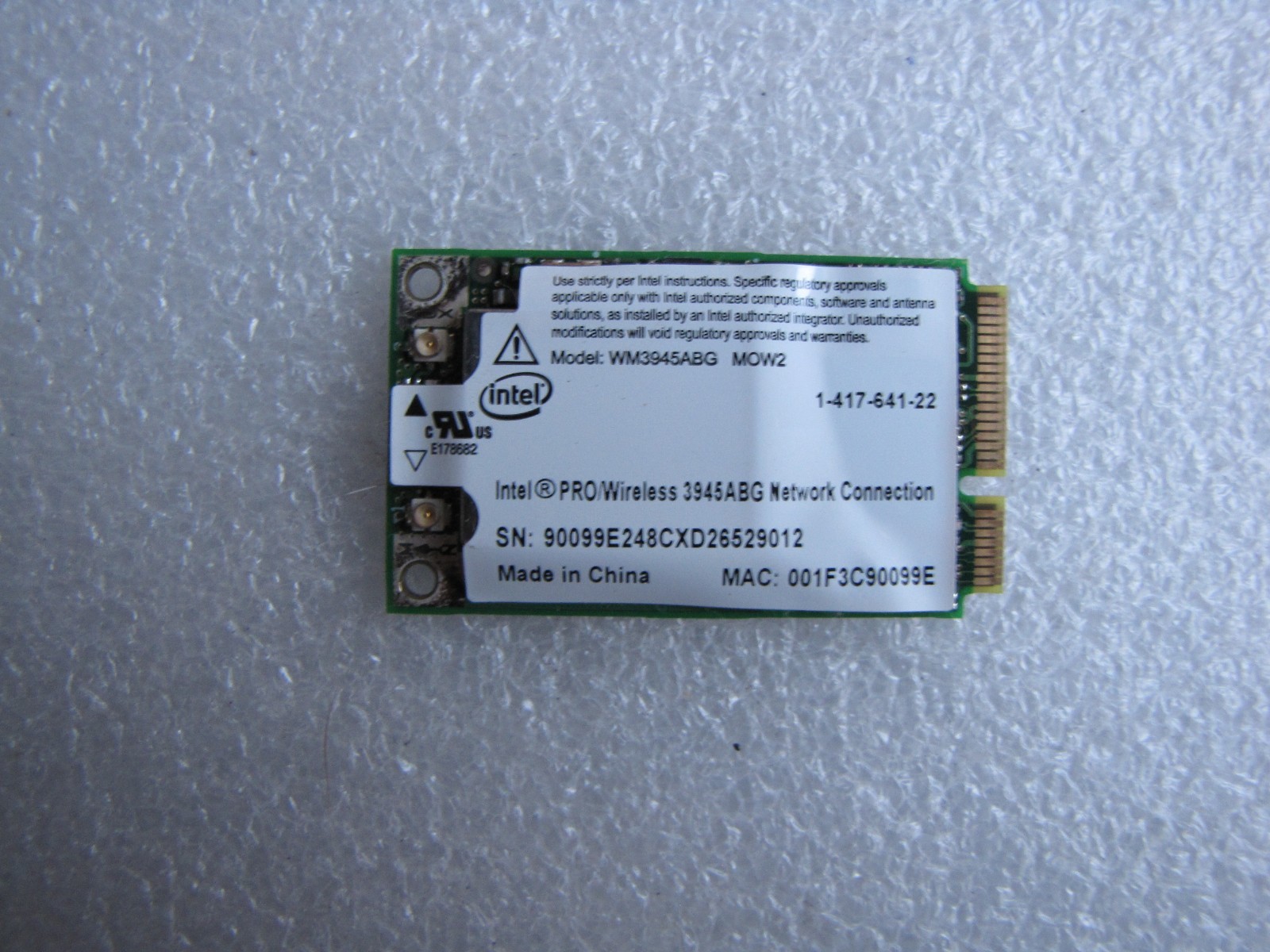 Sony Vaio VGN-NR31ZR (PCG-7121P) Intel WM3945ABG Wi-Fi module card | eBay