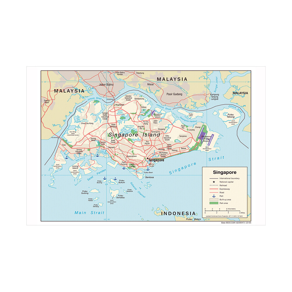 Singapore Physical Map Maps Singapore