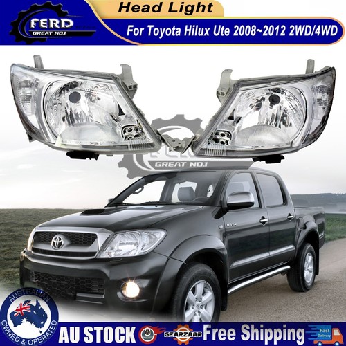 Pair Set LH + RH Head Light Lamp For Toyota Hilux Ute 2008~2012 2WD/4WD ...